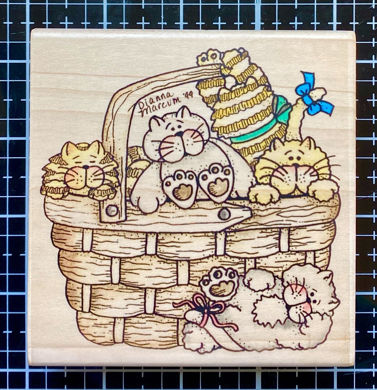 NEW! Dianna Marcum PURRTY CUTE Stampassions H-4292 1999 basket kitties ...