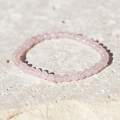 Natural Rose Quartz Beads Bracelet Gemstone Crystal Dainty Bracelet ...