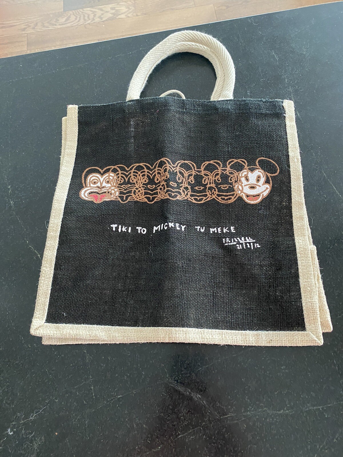Vintage Jute Shop Tiki To Mickey Tu Meke Dick Frizzle Tote Bag NWOT | eBay