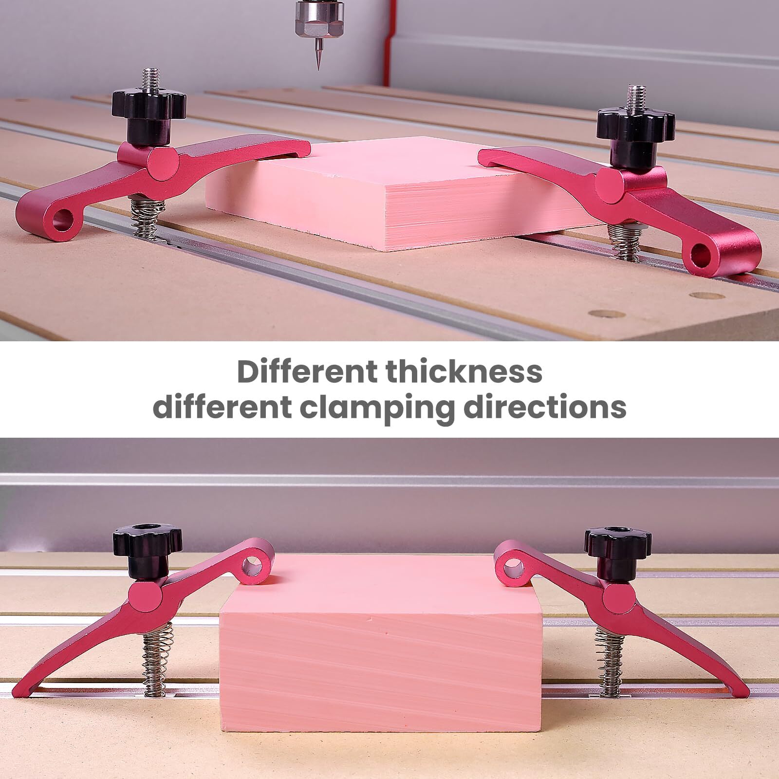 2PCS T-Track Hold Down Clamp for CNC Router MDF Spoilboard 6mm Thread ...