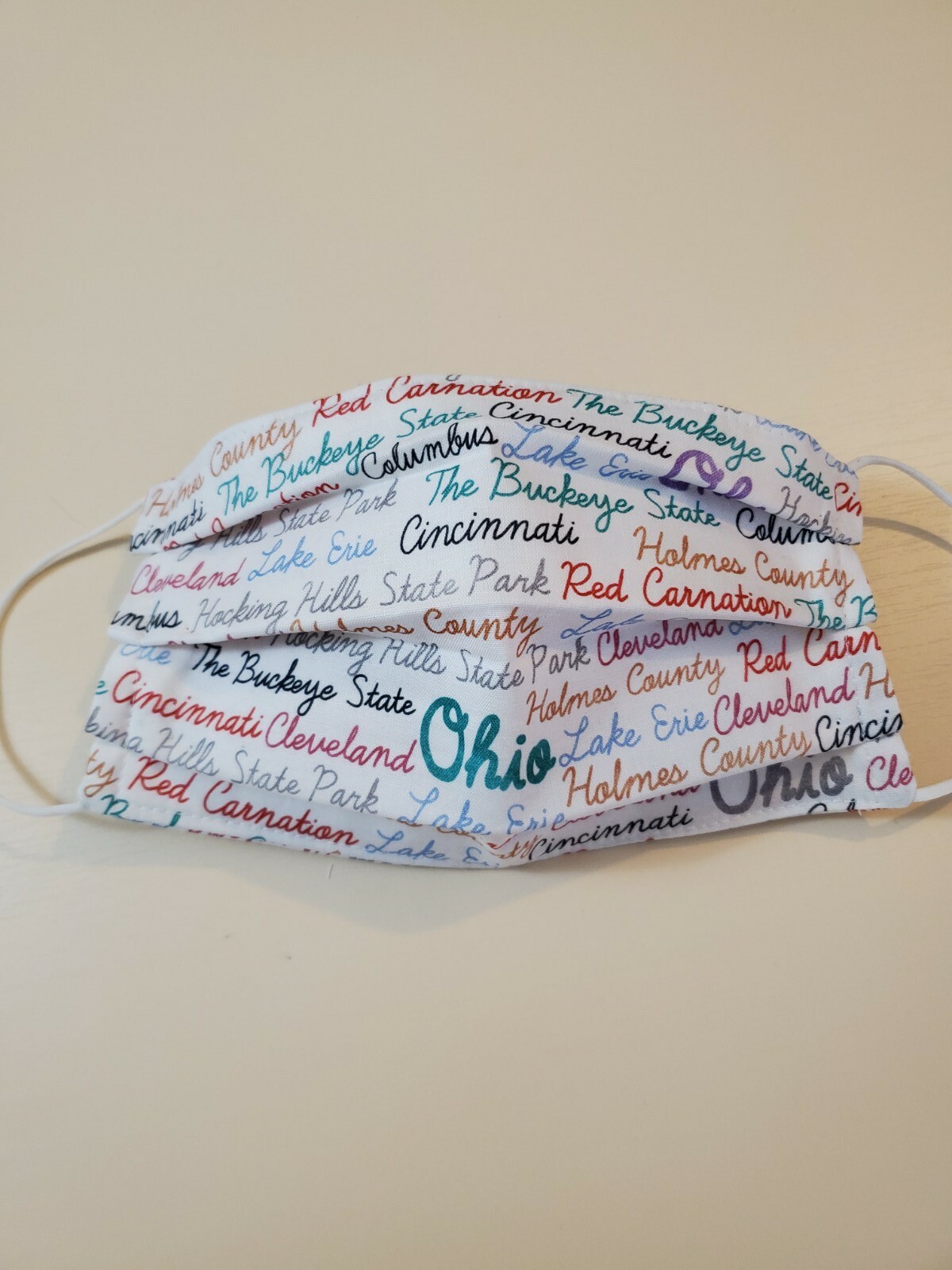 Adult Face Mask, Ohio, State of Ohio, Cursive Print Words on White ...