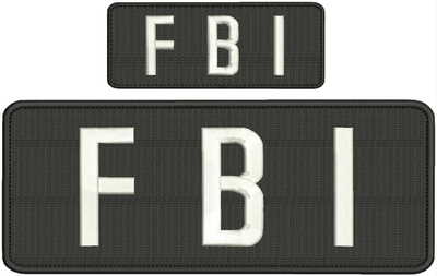 "FBI" embroidery patches 4x10 and 2x5 inches hook on back White letters ...