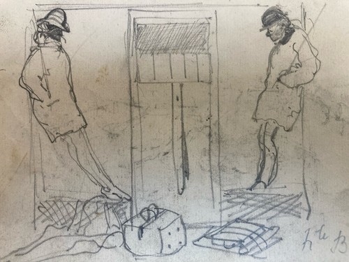 Beautiful Drawing Pencil On Paper Xixth Hippolyte Bellange Man Train ...