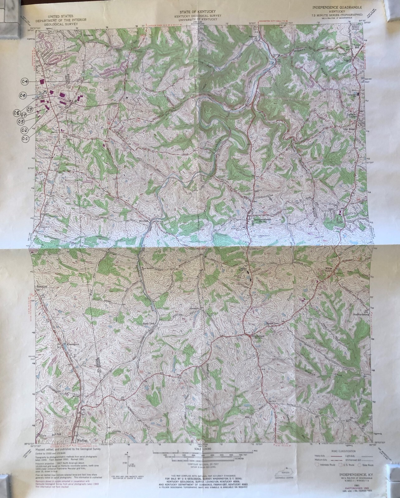 1961 Independence KY Quadrangle USGS Topo Map Kenton Boone County ...