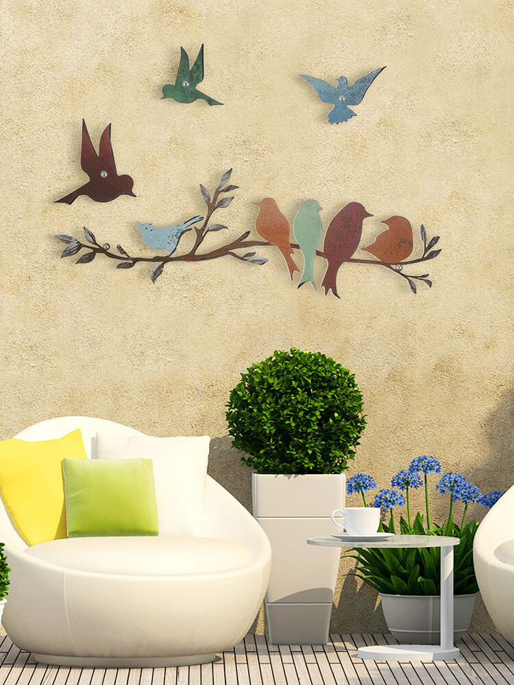 Metal Bird Wall Décor Creative Metal Bird Hanging Sculpture on the ...