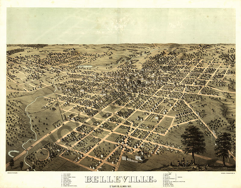 Panoramic Map of Belleville Illinois 16x20 | eBay