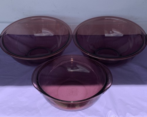 3 Set Vintage PYREX Cranberry Mixing (1) 023 Bowl / (2) 325 Bowls ...