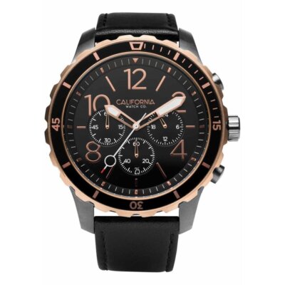 California Watch Co. Mavericks Chrono Leather Gunmetal Rose Gold Watch ...