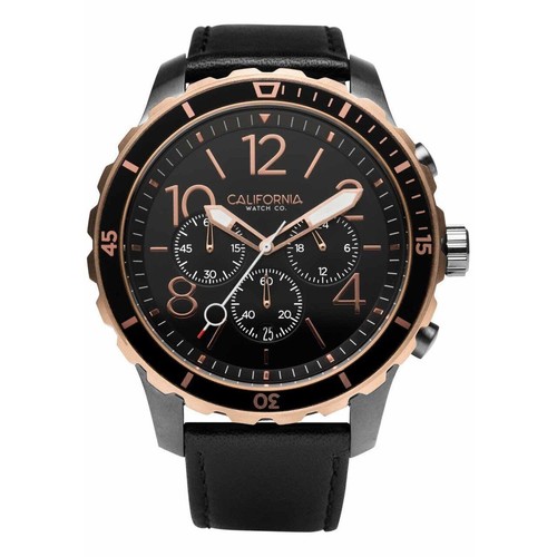 California Watch Co. Mavericks Chrono Leather Gunmetal Rose Gold Watch ...