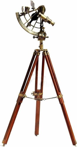 Antique Vintage 8" Brass Nautical Astrolabe Sextant with Rosewood ...