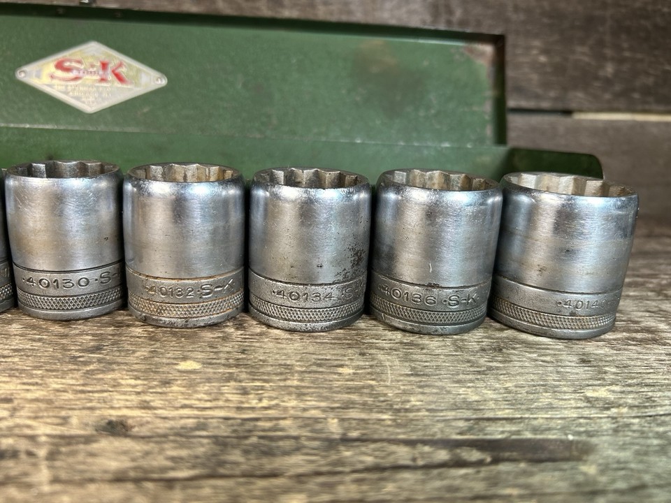 Vtg. SK Tools 1/2" Drive Socket Set W/ Ratchet, Breaker Bar & Original ...