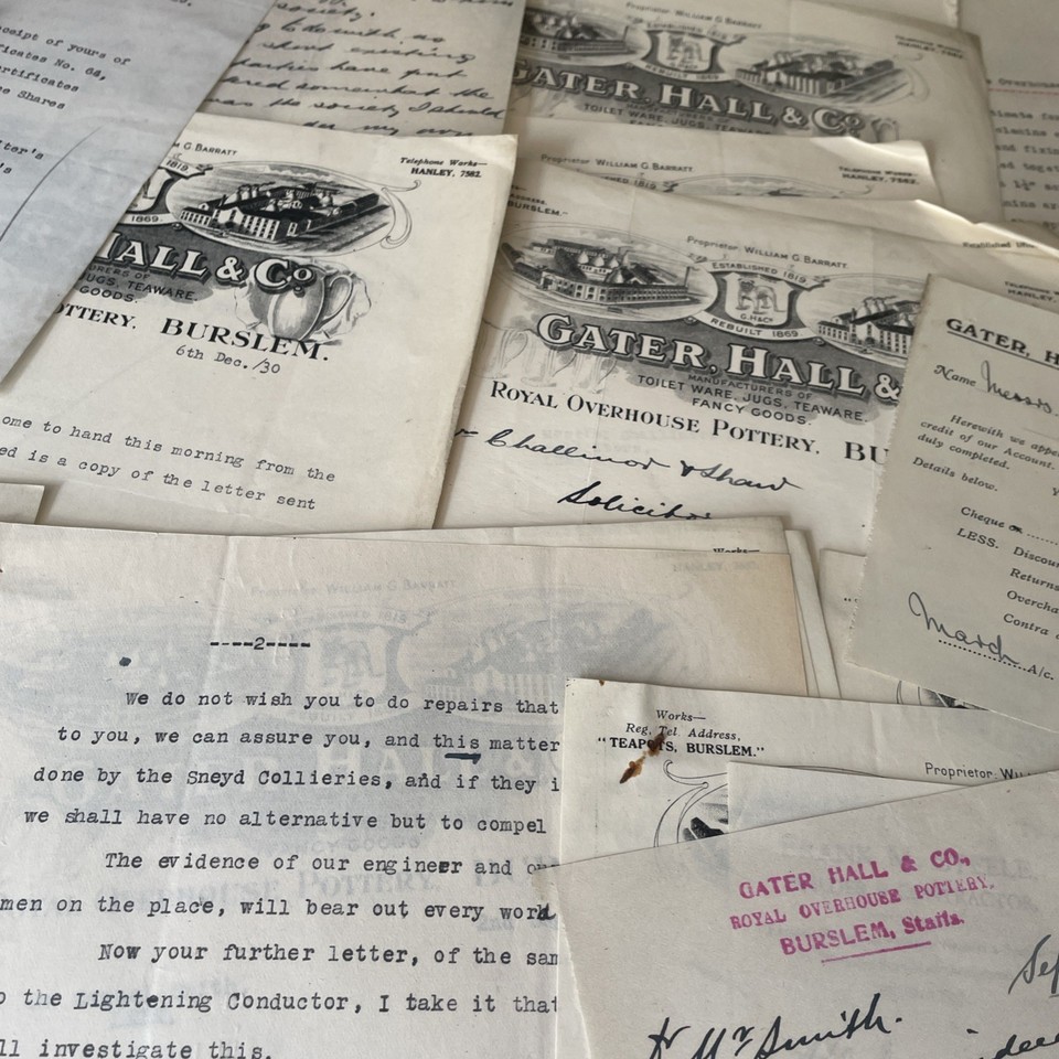 Old Staffordshire Documents Burslem 1930s Gater, Hall , Overhouse ...