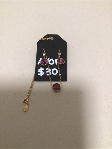 Avon Necklace And Earring Set Purple Stone Gold Tone | eBay