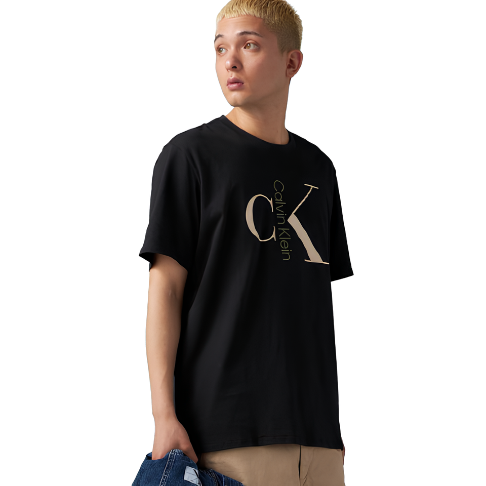 CALVIN KLEIN Men's Text Monogram Crew Neck T-Shirt | Style 40KC829_010 ...