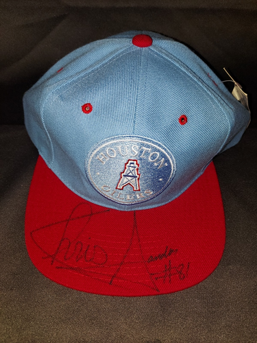 Vintage Chris Sanders (#81) Signed NFL Pro Line AJD Houston Oilers Cap ...