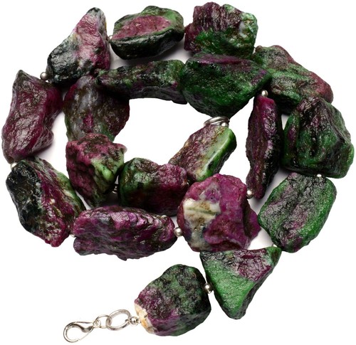 Ruby Zoisite Necklace Rough Unpolished Big Size Nugget Beads 19 Inch ...