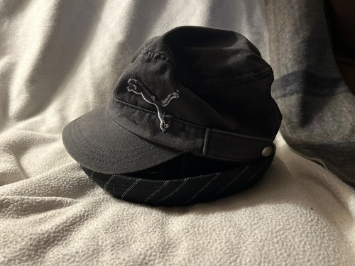 Puma Newsboy Cabbie Hat Cap Gray Heathered Logo Black White One Size ...