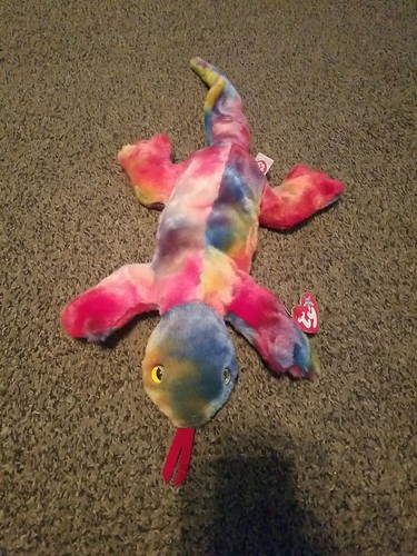 Brand New TY 1999 LIZZY the LIZARD Beanie Buddy Tye Dye Collectible ...