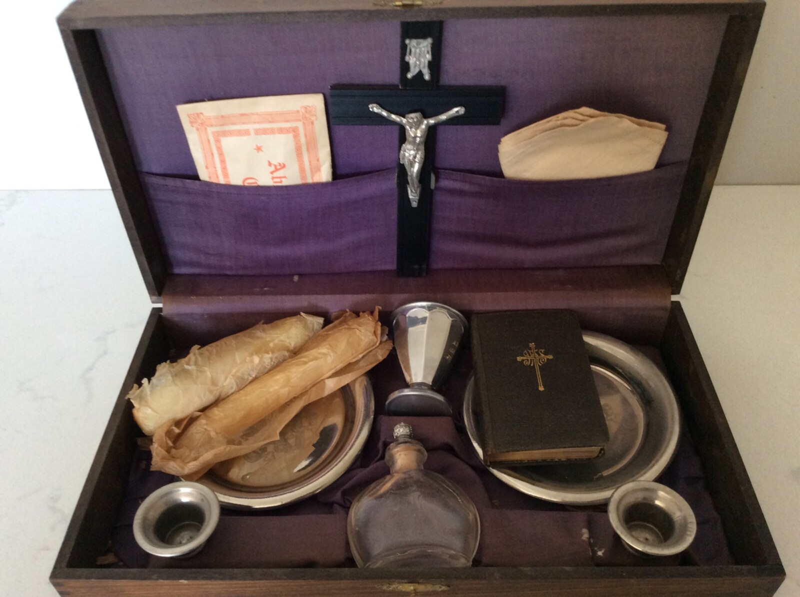 Antique 1920s Catholic Sick Visit Last Rites Traveling Altar Wood Box ...