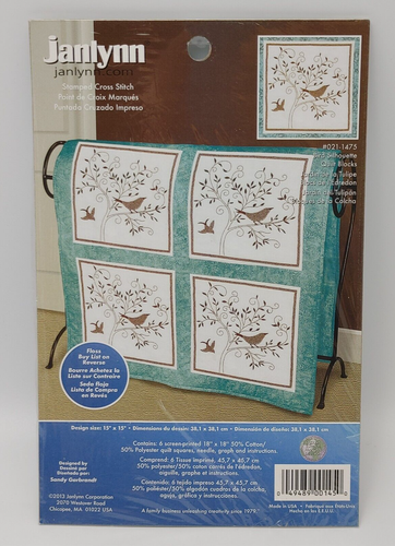 Janlynn BIRD SILHOUETTE Stamped Quilt Blocks 15" Design On Six 18 ...
