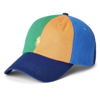 POLO RALPH LAUREN Men's Orange Multi Colorblocked Cotton Chino Baseball ...