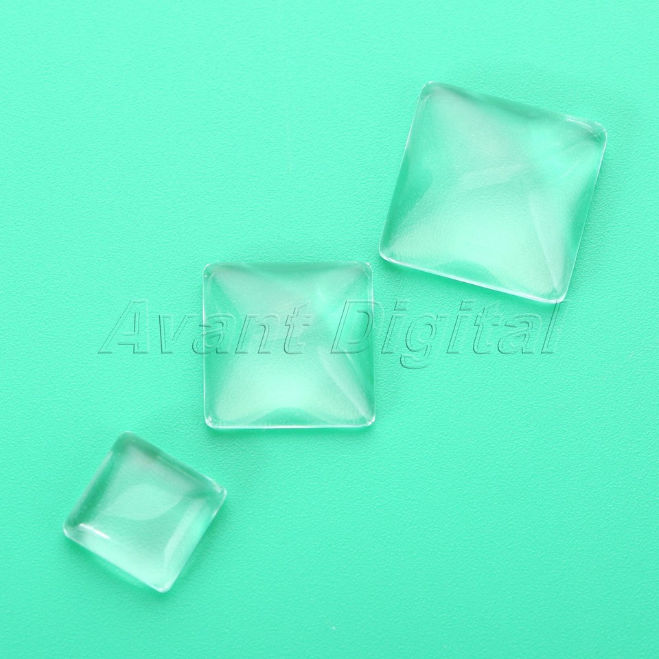 Transparent Glass Square Cabochons 10mm-54mm Domed Cameo Flat Back DIY ...