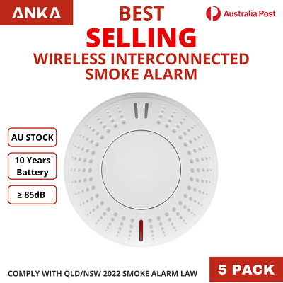 ANKA Wireless Interconnected Smoke Alarm 5 Pack | eBay