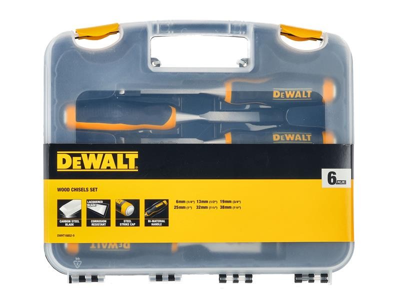 DeWALT Hand Tools Wood Chisel Set 6 Piece Bi Material Handle DHT916852 ...