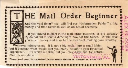 1920s Mail Order Advertising Circular Alex Glover Vintondale PA | eBay