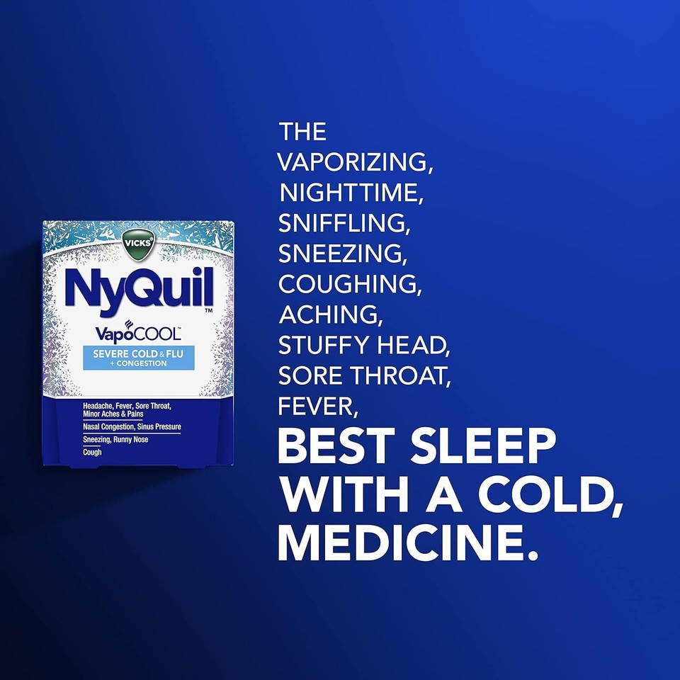 NyQuil Severe with Vicks Vapocool Nighttime Cold Flu Congestion 24 ...