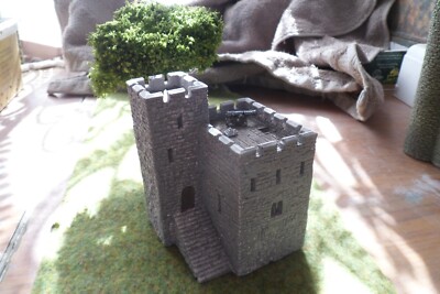 Model Railway scenery N Gauge norman castle tower with cannon grey ...