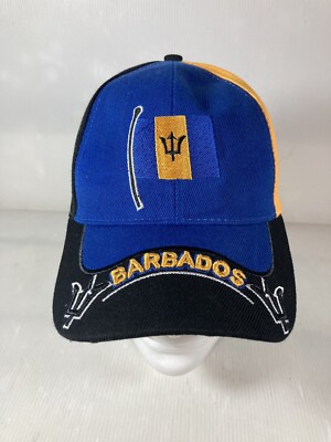 Barbados Baseball Cap Hat Embroidered Blue Yellow Black Adjustable Hook ...