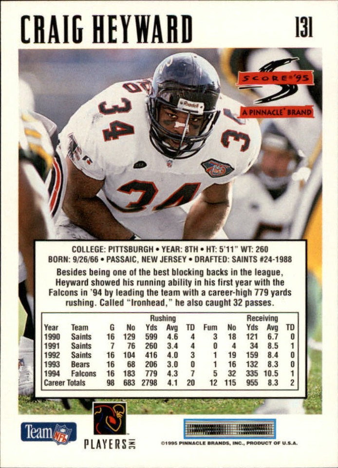 1995 Score #131 Craig Heyward - NM | eBay