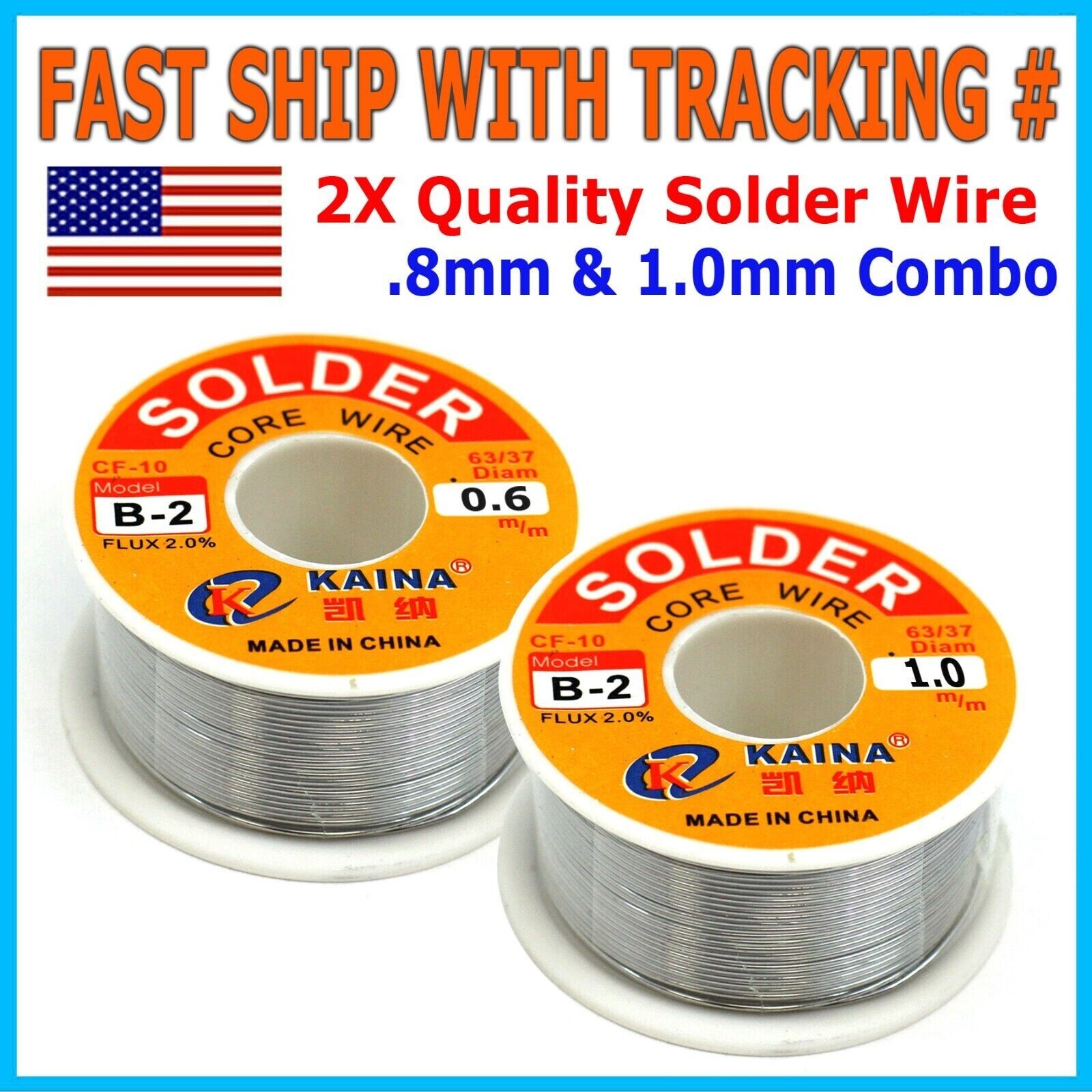 2 Roll 63/37 Tin Rosin Core Solder Wire For Electrical Soldering Sn60 ...