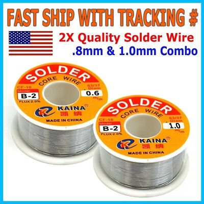2 Roll 63/37 Tin Rosin Core Solder Wire For Electrical Soldering Sn60 ...