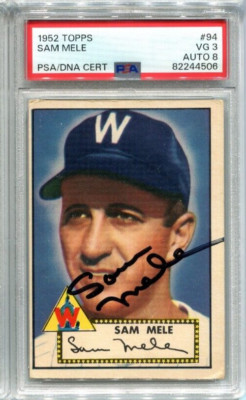 Signed 1952 Topps #94 Sam Mele PSA 3 DNA 8 Auto Washington Senators | eBay