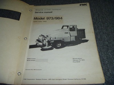 FMC Wayne 973 & 984 Street Sweeper Shop Service Repair Manual xo | eBay