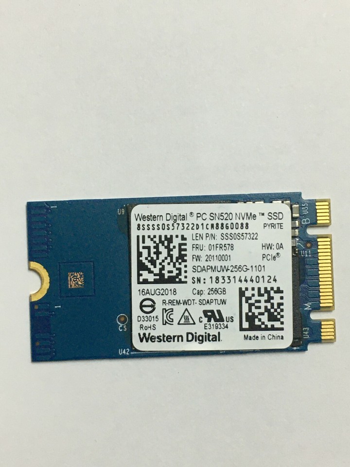 Western Digital PC SN520 NVMe 256GB 512GB M.2 2242 PCIe3 x 2 For Lenovo ...