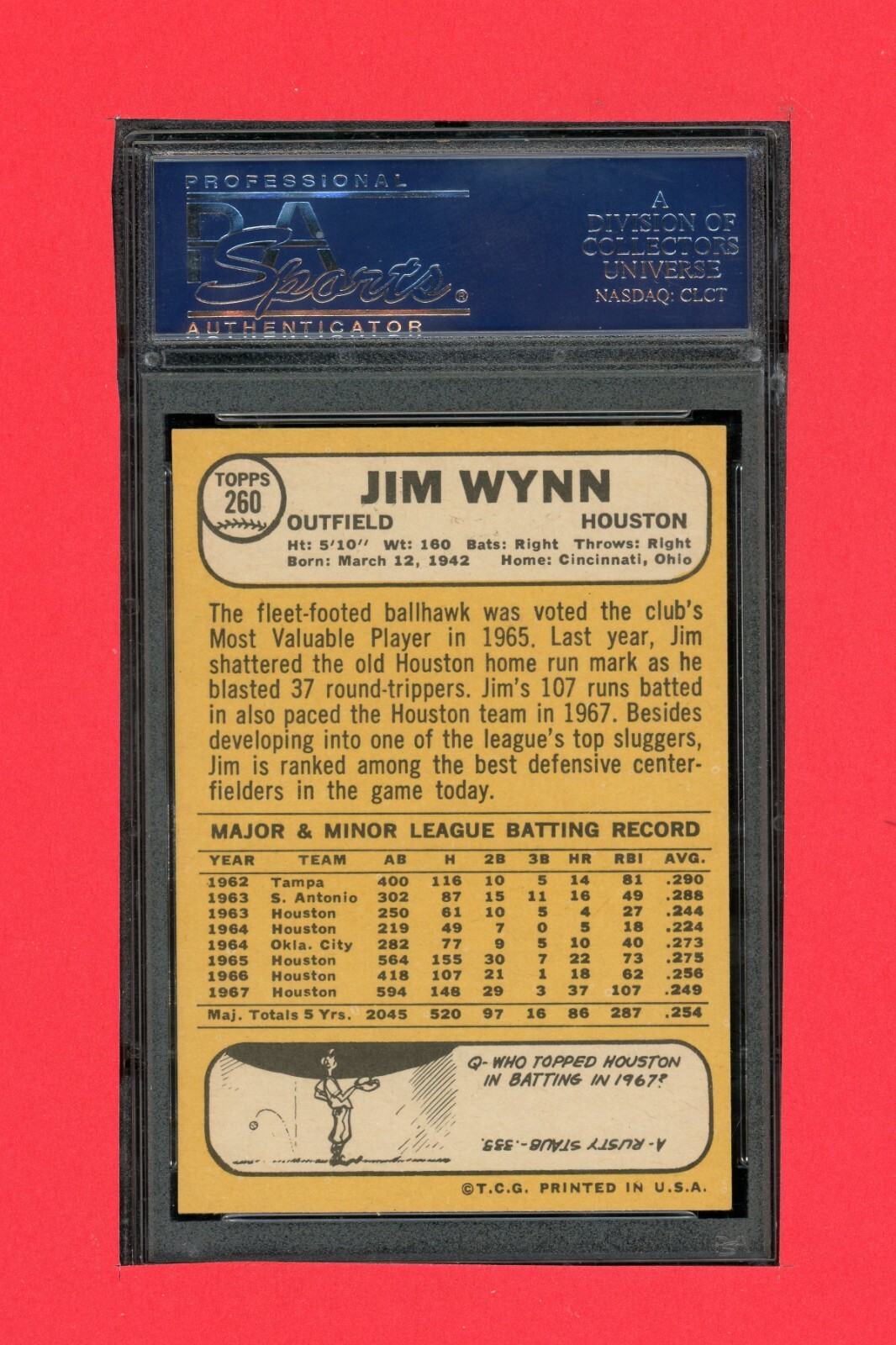 1968 TOPPS #260 JIM WYNN PSA 9 | eBay