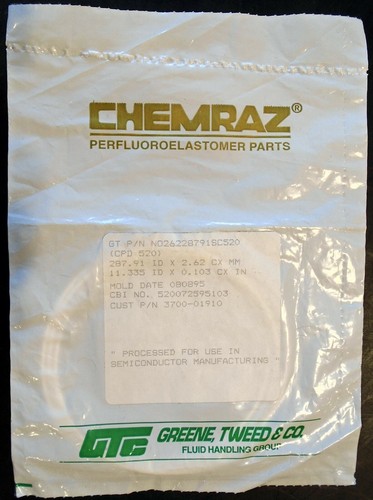 1 Chemraz Perfluoroelastomer Metric O-Ring Comp 520, 287.91mm ID x 2 ...