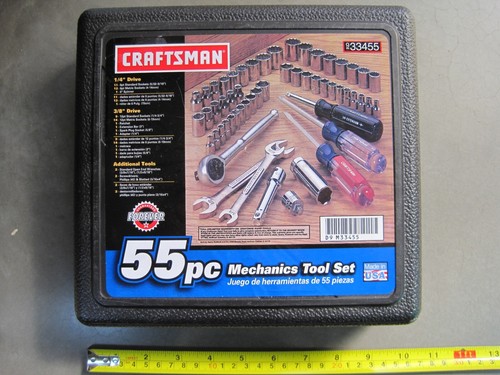 NOS Sears Craftsman 55 Piece Mechanics Tool Set USA SAE & Metric 33455 ...