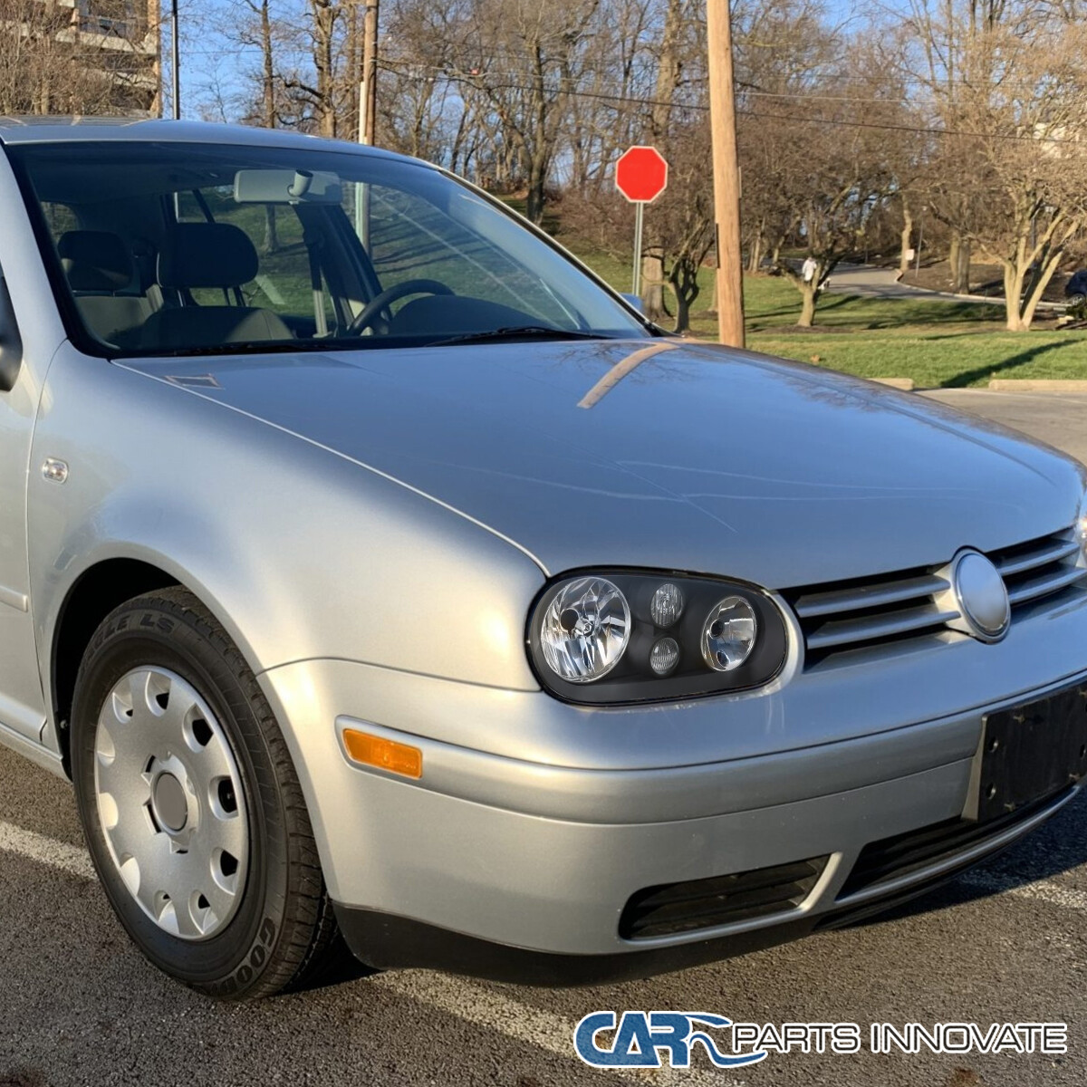 Fit VW 99-06 Golf Cabrio Mk4 GTI R32 Black Headlights w/ Built-in Fog ...