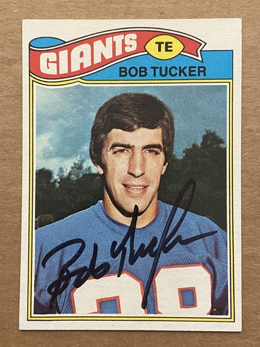 BOB TUCKER Signed 1977 Topps #124 New York Giants Bloomsbury St ...