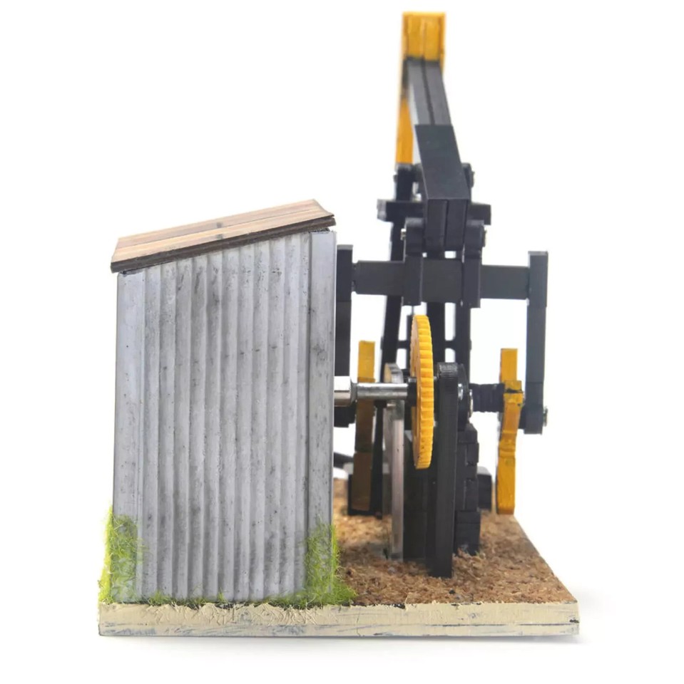 HO Scale Realistic Moving Oil Beam Pump Building with Workers and Dog ...