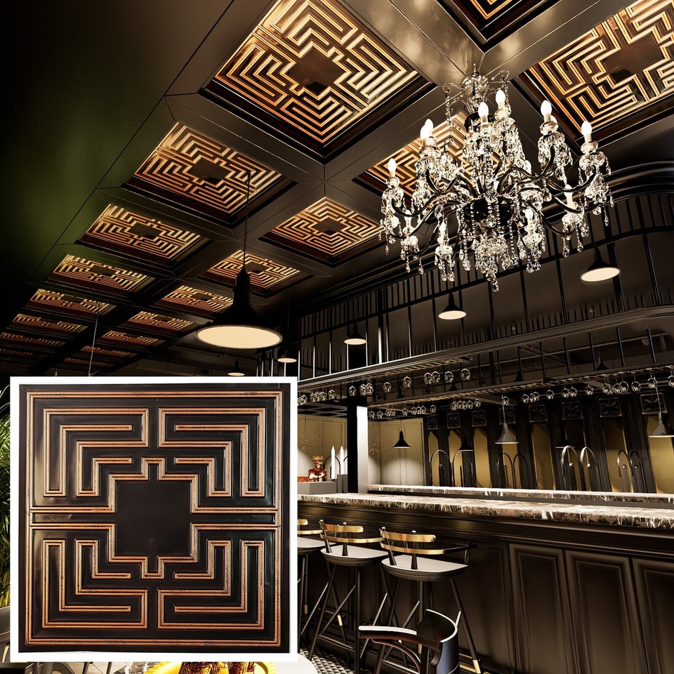 Embossed Tin Ceiling Tile Hand Painted PL25 Traditional copper 10pcs ...