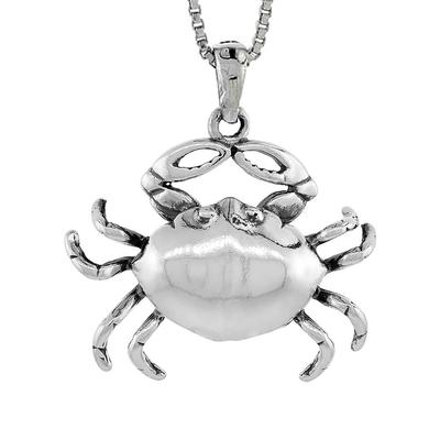 Sterling Silver Crab Pendant / Charm, Italian Box Chain | eBay