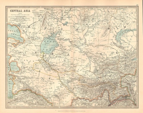1911 Large Victorian Map ~ Central Asia ~ Turkey Russian Empire North ...