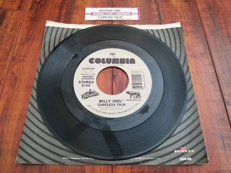 Billy Joel - Uptown Girl / Careless Talk - 7" Jukebox 45 Vinyl Record ...