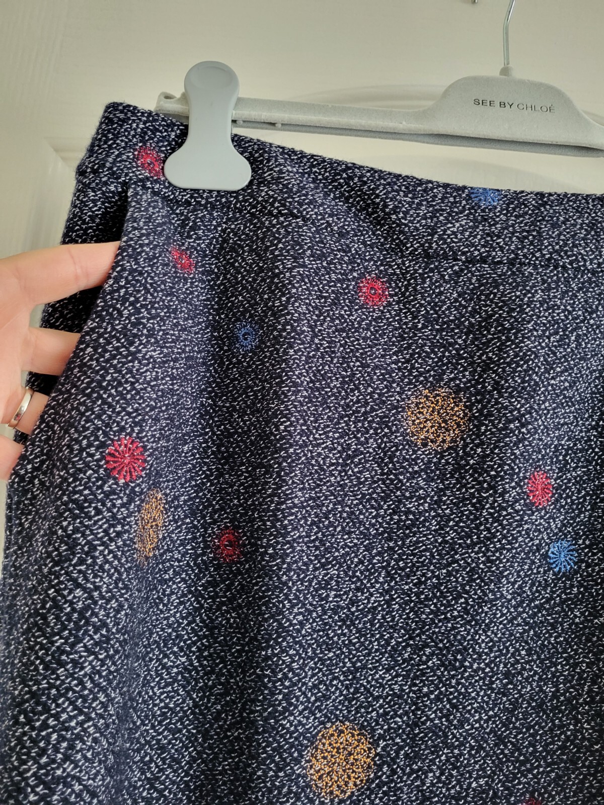 White Stuff Smart Casual Blue Spotty Mix Tweed Skirt … - Gem