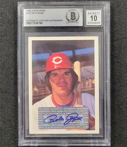 Pete Rose signed 1985 Topps #107 Cincinnati Reds Trading Card BAS BGS ...